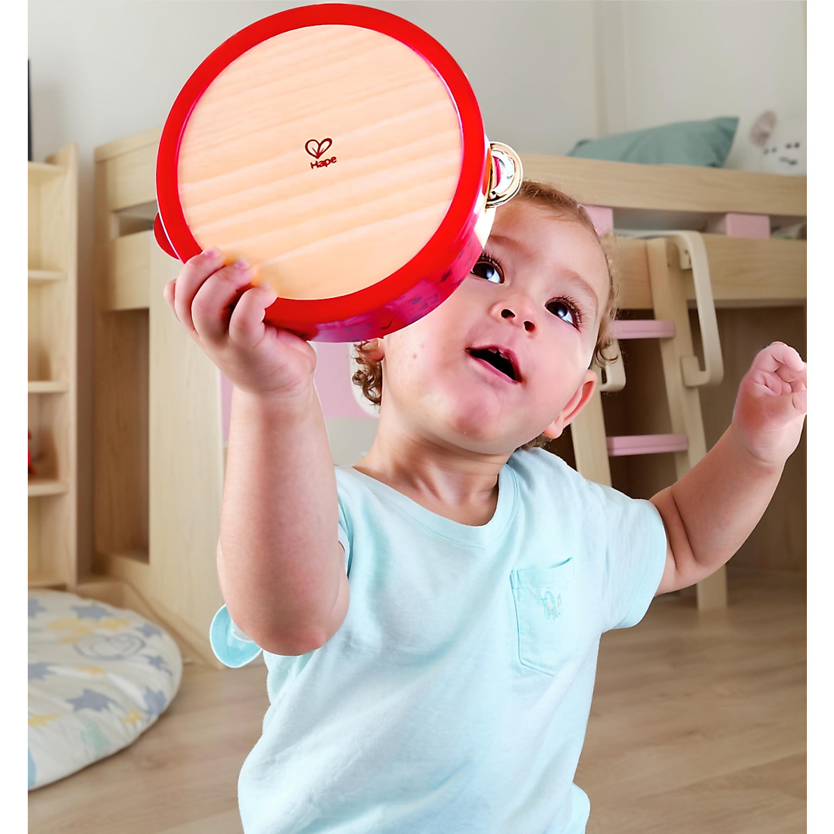 Hape Pound, Tap, & Shake! Music Set - Award Winning Wooden Pounding Bench, Baby Xylophone, and Tap Along Tambourine - Developmental, Non-Toxic, Montessori Musical Toys for Toddlers 1 - 4 Years Old