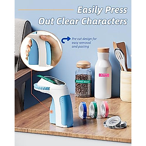 Memoqueen Embossing Label Maker Machine with 3 Tapes，Portable 3D Embosser, Handheld Mini Embossed Label Printer with 3 Label Maker Tape for Small Business Office Home and DIY Crafting-E975 Blue