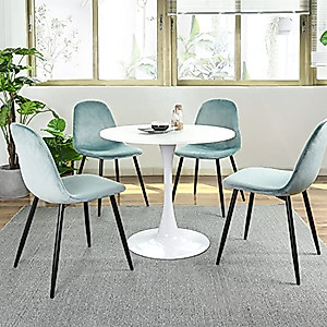 FurnitureR 31.5" Mid-Century Round Dining Table for 2-4 People with Pedestal Base in Tulip Design for Home Office Living Room Kitchen Leisure, White