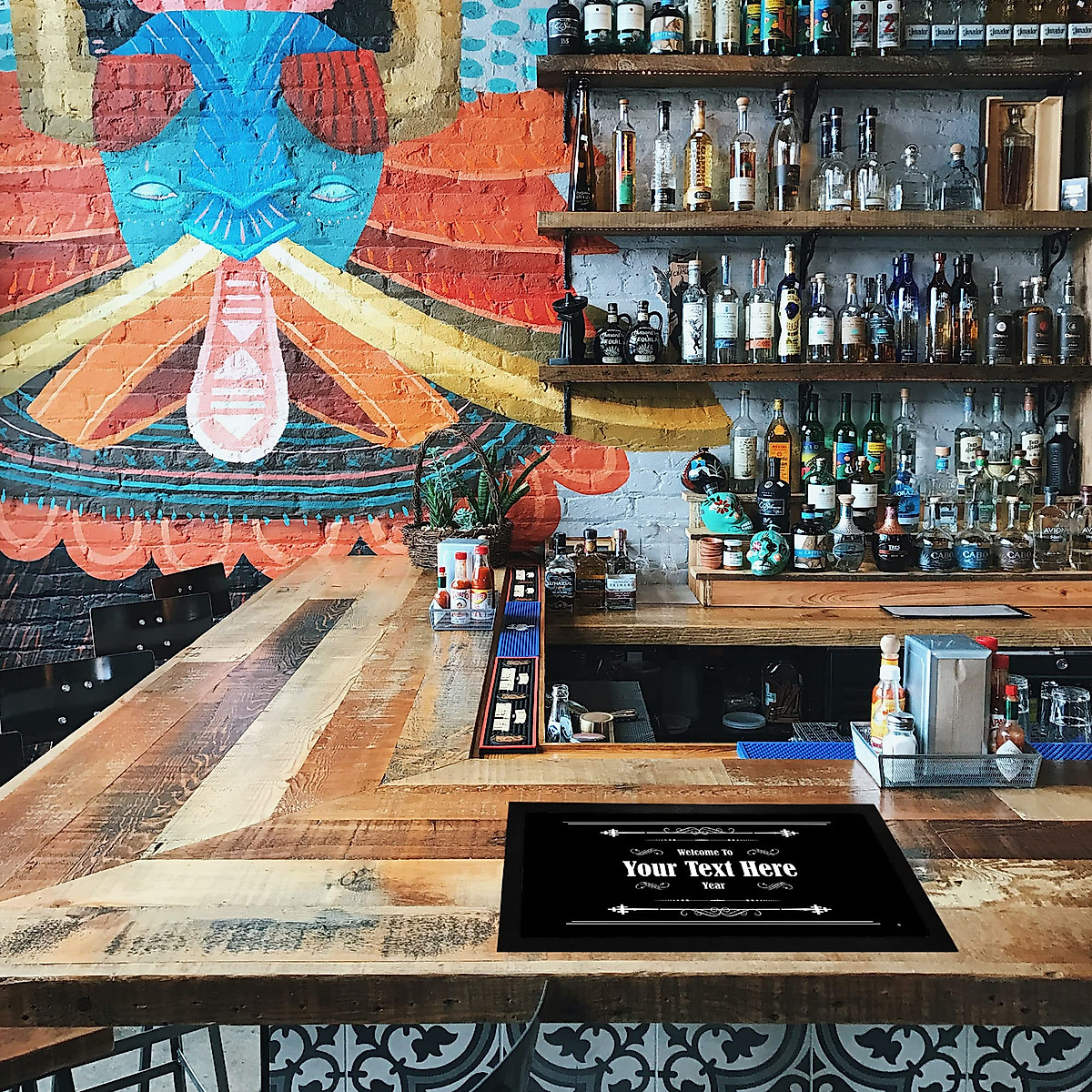 Bang Tidy Clothing Bar Runner Welcome to Your Name's Bar Drip Spill Mat Personalized Bar Gifts