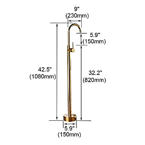 Akitbahome Freestanding Bathtub Faucet Tub Filler Faucet in Plating Gold,Floor Mount Single Handle Bathroom Shower