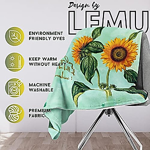 LFMU Sunflower Flannel Fleece Blanket Sending Wishes Ultra Soft Bright and Cheerful Sunflower Throw Blanket for Birthday Christmas,Beautiful Sunflower Decor for Bedroom or Living Room 60" x 80"