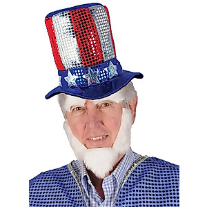 Beistle Glitz N’ Gleam Uncle Sam Top Hat, OSFM – Independence and Memorial Day Party Accessory, Patriotic Stars & Stripes Novelty Photo Booth Prop, Fourth of July Festive Headwear