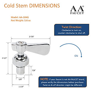 AA Faucet AA-104G Stem Check Unit w/B-Handle for Wok Faucet AA-513 and AA-518