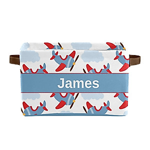 Deven Airplanes Cute Personalized Large Storage Baskets for Organizing Shelves with Handle,Closet Decorative Storage Bins for Toy, Bathroom,Nursery,Home 1 Pack