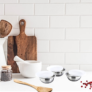 Oggi Set of 3 x Stainless Pinch Bowls - 3oz with Lids, Ideal Salt and Pepper Bowls, Storage Bowls with Lids, Condiment Bowls, Mini Bowls, Prep Bowls for Cooking, Mise en Place Bowls - Stainless Steel