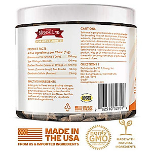 The Missing Link Collagen Care Soft Chew Nutritional Treats for Dogs - Collagen, Glucosamine, Chondroitin & Turmeric - Mobility & Anti-Inflammatory Support - Hip & Joint 60 Count