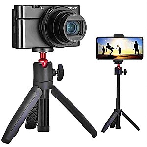 Extendable Mini Selfie Stick Tripod 2 in 1, Compatible with GoPro Max Hero AKASO Action Camera, Portable Handle Vlog Tripod for All Action Cameras and Smart Phone