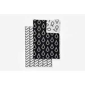 Areaware Bitmap Tea Towels Wave & Drop (Black & White)