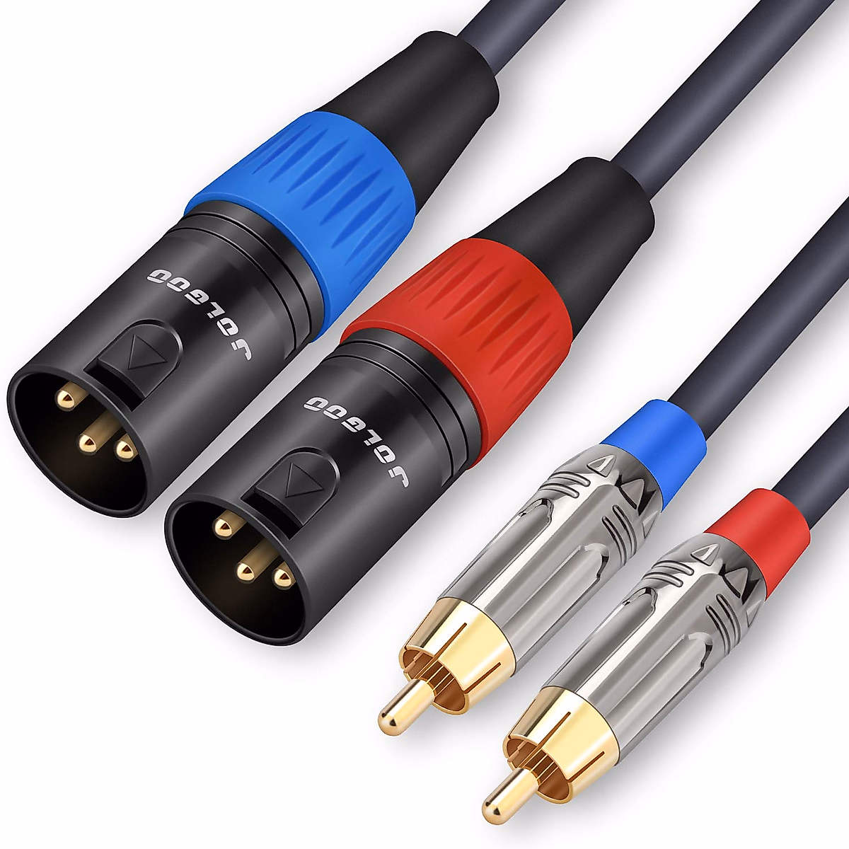 JOLGOO RCA to XLR Cable, Dual RCA Male to Dual XLR Male Cable, 2 RCA Male to 2 XLR Male HiFi Audio Cable, 4N OFC Wire, for Amplifier Mixer Microphone, 3.3 Feet