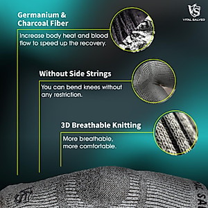 VITAL SALVEO Knee Sleeve-Knee Brace C3-COMFORT for Joint Pain Relief, Germanium and Charcoal Yarn Circulation For Men and Women (1 Pair)-XX-Large