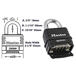 MasterLock 1178D Combination Padlock, Die Cast Body, 3 Pack Black/Silver (Keyed Different)