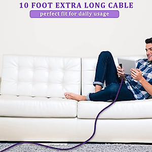 iPhone Charger 10ft,3-Pack 10 Foot Extra Long Lightning Cable, MFi-Certified Charging & Syncing Cords Compatible with iPhone 14/13/12/11/XS/XR/X/8/8Plus/7/7Plus/6/6S Plus/SE/5/iPad(Purple, 10FT)
