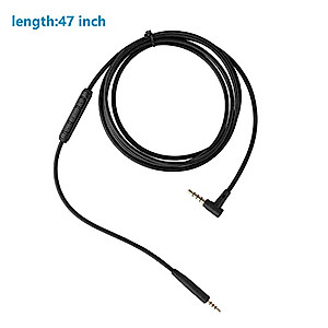 Replacement Audio Cable Cord for Bose QC25, QC35, QuietComfort 25, QuietComfort 35, On-Ear 2,OE2,OE2i Soundlink/SoundTrue Headphones Inline Mic/Remote Control – Black