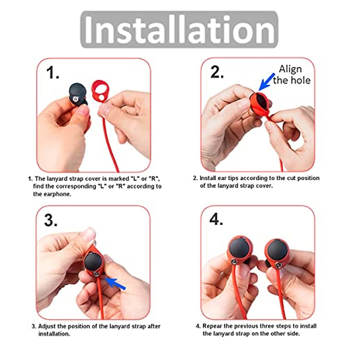 Strap Ear Tips Kit for WF-1000XM4, Anti-Lost Soft Silicone Lanyard Neck Rope Cord Leash Replacement Gel Eartips Earbuds Skin Accessories Compatible with Sony WF-1000XM4 - Black