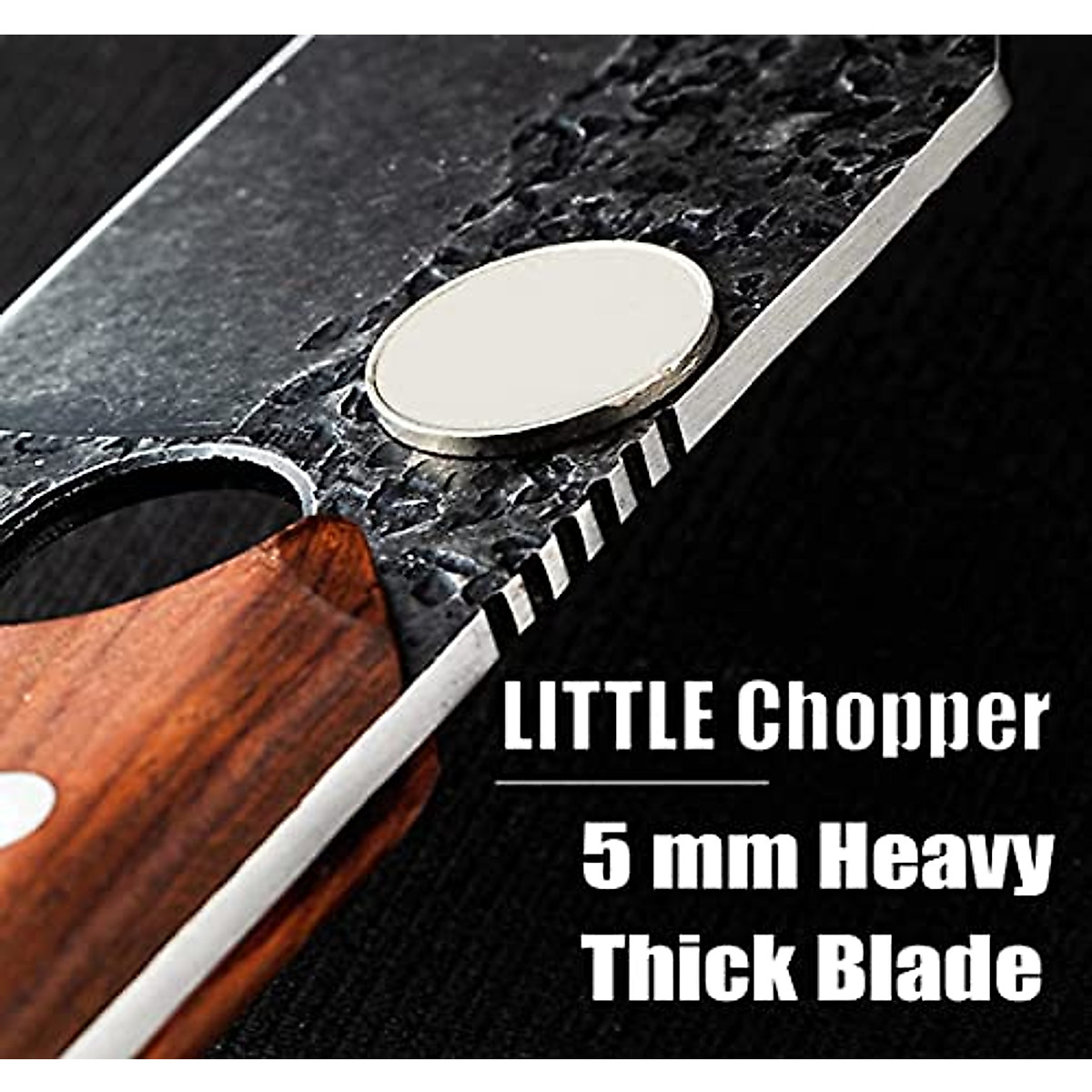 Meat Cleaver Knife, Heavy Duty Kitchen Chopping Knife with Leather Sheath and Bottle Opener Full Tang Ergonomic Handle for Kitchen/Camping/Outdoor Survival BBQ -Gift Box