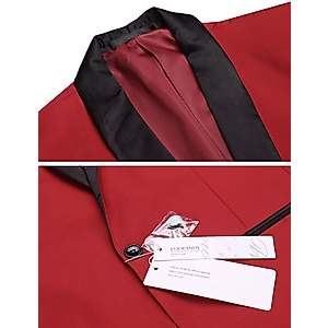 COOFANDY Men's Tuxedo Jacket Wedding Blazer One Button Dress Suit for Dinner Prom Party Red