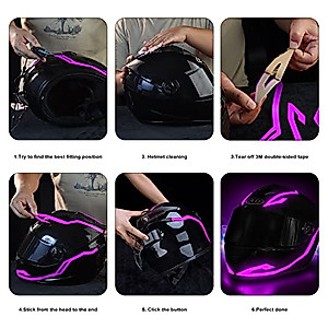 Motorcycle Helmet Light, 3 Modes Driving EL Light Strips, Led Helmet Light Strip, Night Riding Signal Light Decoration Kit