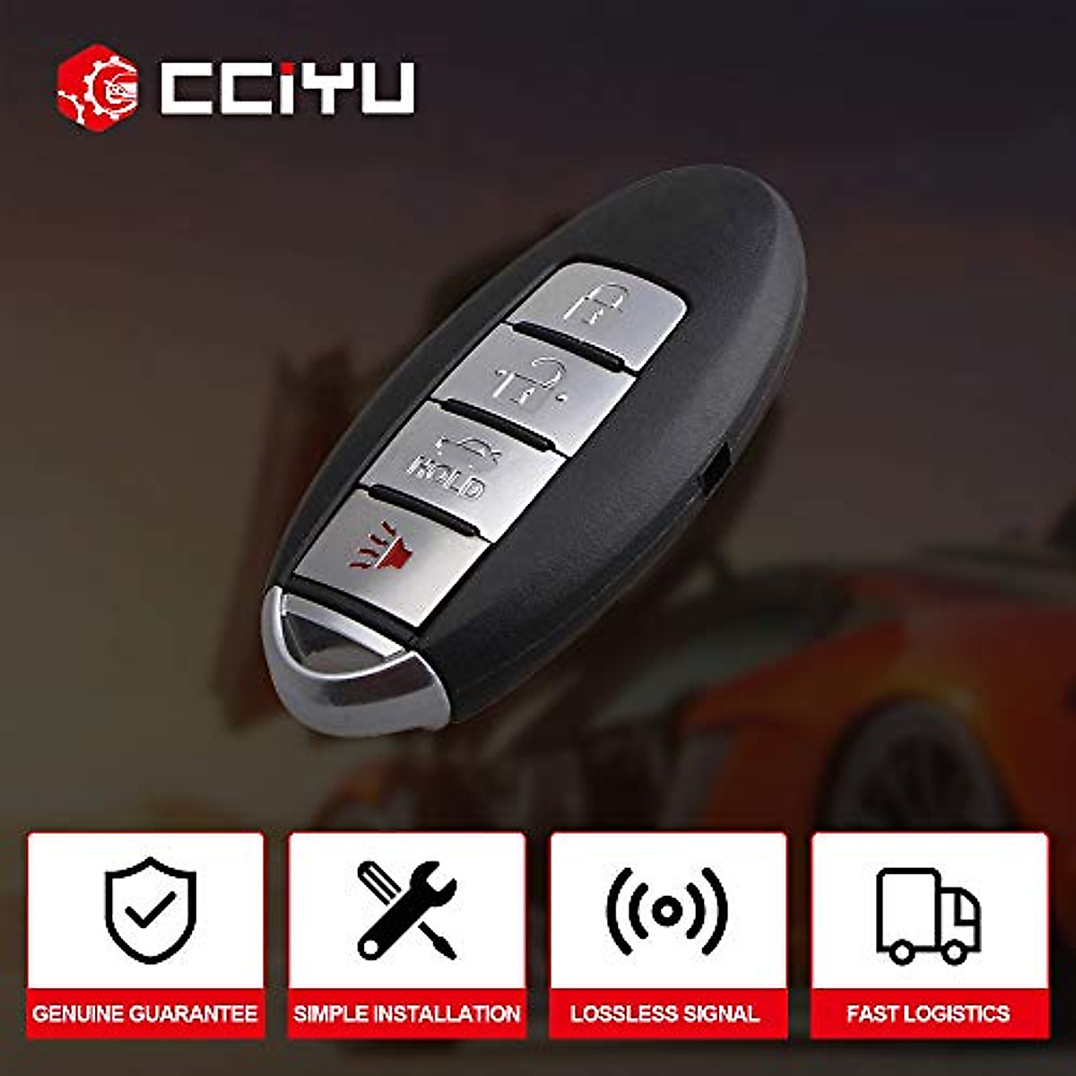 cciyu X 1 Flip Key Fob with Key Blade 4 buttons Replacement for 07 08 09 10 11 12 13 14 15 for Nissan Altima Maxima for Infiniti Q60 G35 G37 G25 Series with FCC KR55WK48903