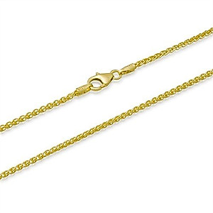 2mm thick 14k gold plated solid sterling silver 925 Italian SPIGA WHEAT chain necklace chocker bracelet anklet - 6", 8", 10", 12", 14", 16", 18", 20", 22", 24", 26", 28", 30", 32", 34", 36", 38", 40"