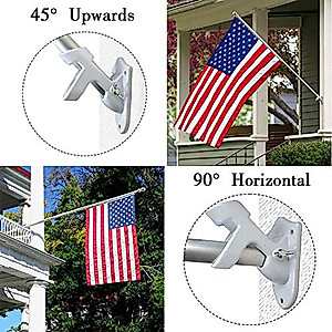 HOOPLE Flag Pole Holder for Outside House, Flag Holder, Flag Holders for Outside, Heavy Duty Flag Pole Mounting Bracket, Flag Bracket, Aluminum Rust Free Coated, Stainless Hardware 1" Diameter (White)