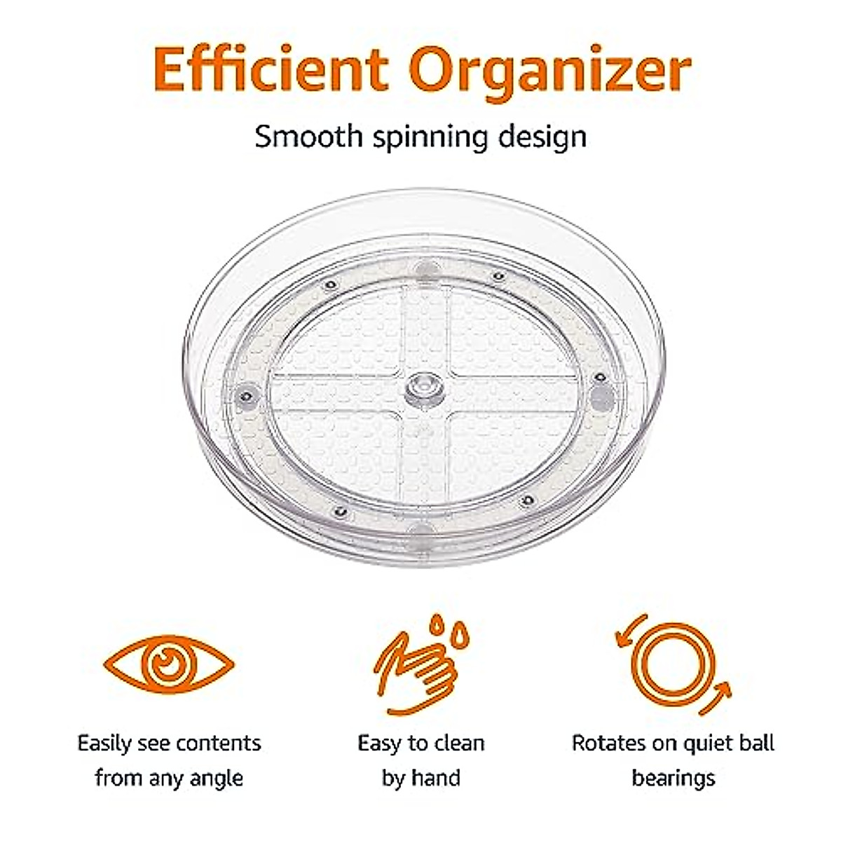 Amazon Basics Clear Lazy Susan Turntable Organizer, 12-Inch, 2-Pack