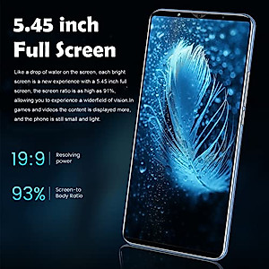 ASHATA M12 Unlocked Android Cellphone Face Recognition Smartphone with 4.45in HD Curved Screen, Full Network Mobile Phone, 512MB 4GB, Support Extended 128GB Memory Card, WiFi BT FM (Blue)
