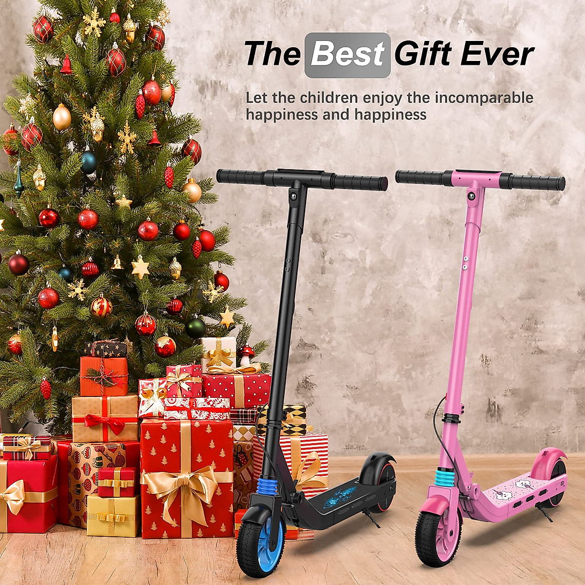 Aovopro Electric Scooter for Kids Ages 6-15, 9MPH Speed/9 Mile Rang, 130W Motor, 6.5" Solid Tires, 154lbs Max Weight, Flashing Rainbow LED Lights and Wheel, UL Certified Electric Scooter Kids, Black