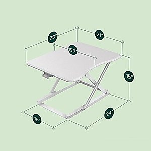 ZINUS Molly 28 Inch Standing Desk with Adjustable Height, Desktop Workstation, Desk Converter, No Assembly, White