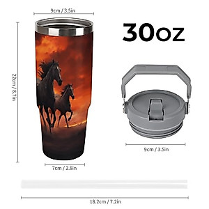 SYJTGDE Large Capacity Car Cup Horses Red Glowing Clouds Fashionable Upgrade Car Cup Advanced And Beautiful Travel Cup