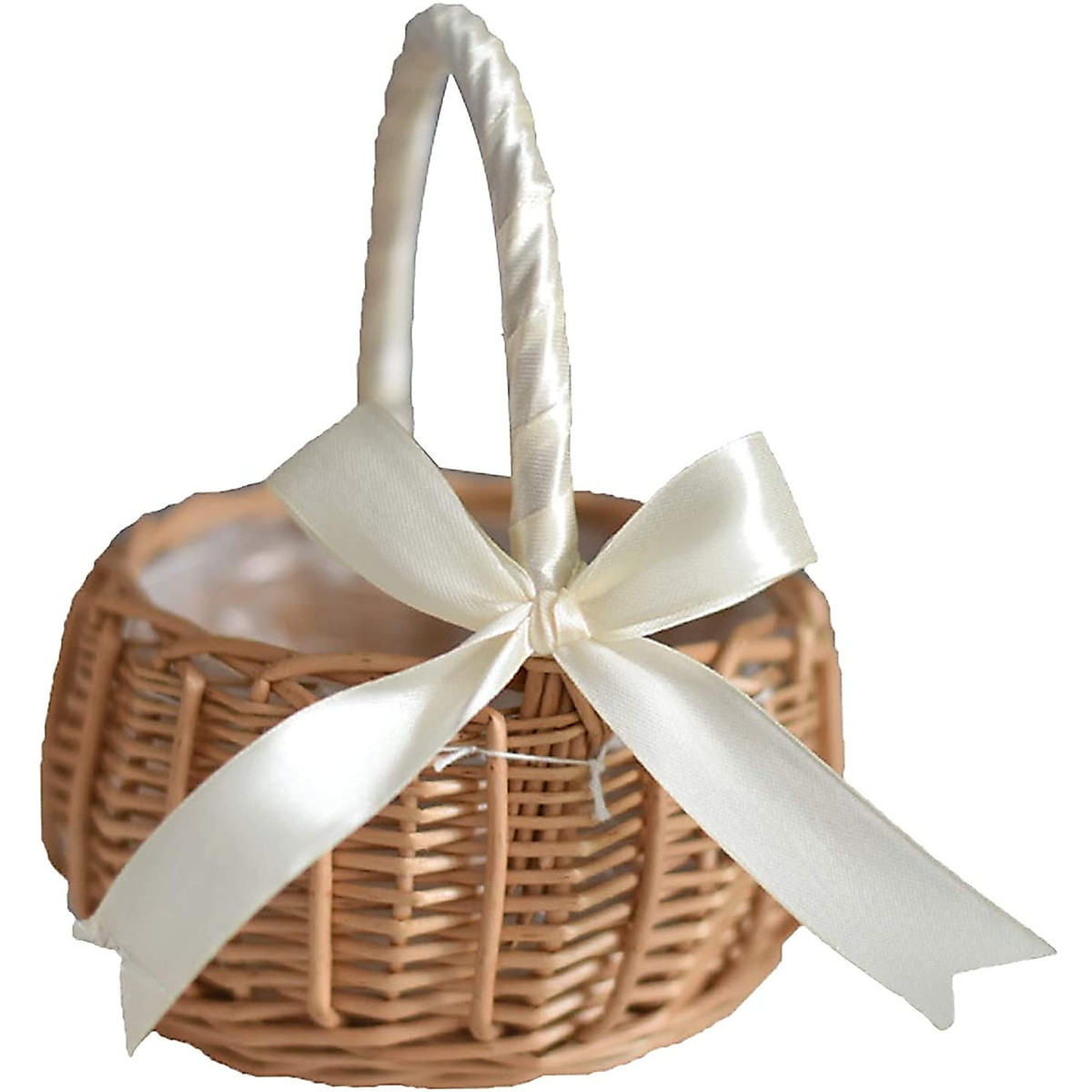 Woven Flower Basket Flower Girl Basket Wicker Basket Candy Gift Basket for Wedding Birthday Party Favor - Size S