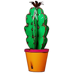 Rustic Arrow Cactus in Pot w/Flower Garden Art,Multicolor