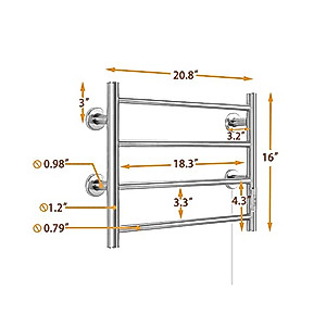 Towel Warmer 4 Bars Wall Mounted Heated Towel Racks for Bathroom Plug-in/Hardwired, Stainless Steel Hot Towel Rack with Timer Brushed Silver…