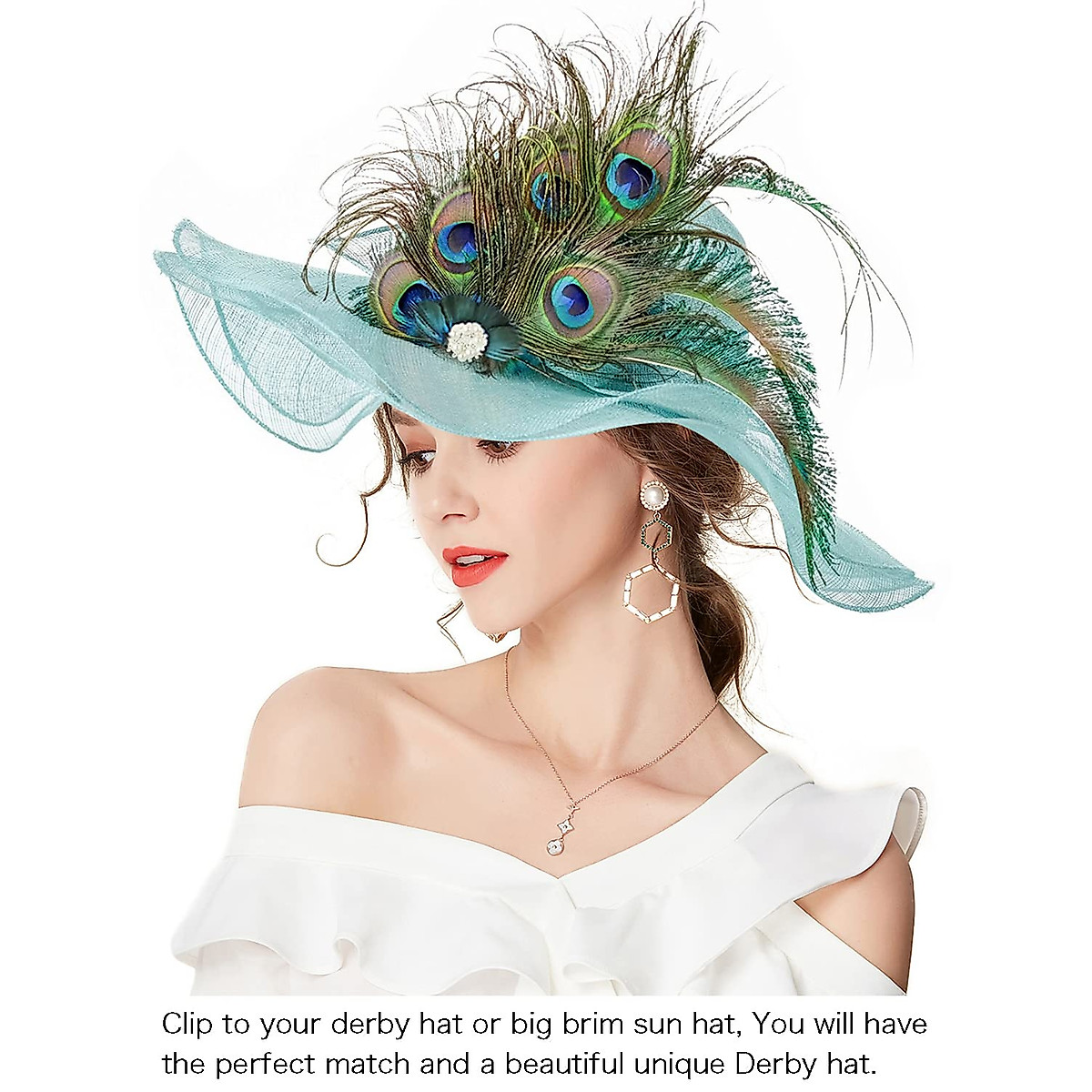 Z&X Peacock Feather Hair Clip Fascinator Hat 1920s Hair Accessories for Women Kentucky Derby Halloween Headpiece