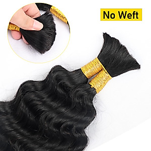 22 Inch Human Hair Braiding Hair Human Braiding Hair Wet and Wavy Braiding Hair Human Hair for Braiding Deep Wave Bulk Human Hair Curly Extension 100g