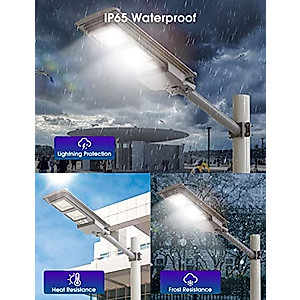 300W Solar Street Light, Briignite Solar Street Lights Outdoor Dusk to Dawn, Remote Control 6000K Outdoor Solar Lights with Motion Sensor, IP65 Solar Outdoor Lights Waterproof for Driveway Barn, 2Pack