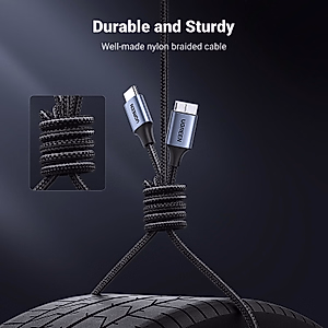 UGREEN 10 Gbps Micro B to USB C Hard Drive Cables, 1.5FT USB C to Micro B, External Hard Drive Cable Compatible with MacBook Pro/Air, iPad/Tablet, iPhone, Samsung Galaxy S24, WD Seagate etc