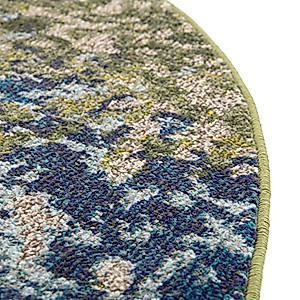 Rugs.com Hyacinth Collection Rug – 8' x 10' Oval Blue Medium Rug Perfect for Living Rooms, Large Dining Rooms, Open Floorplans