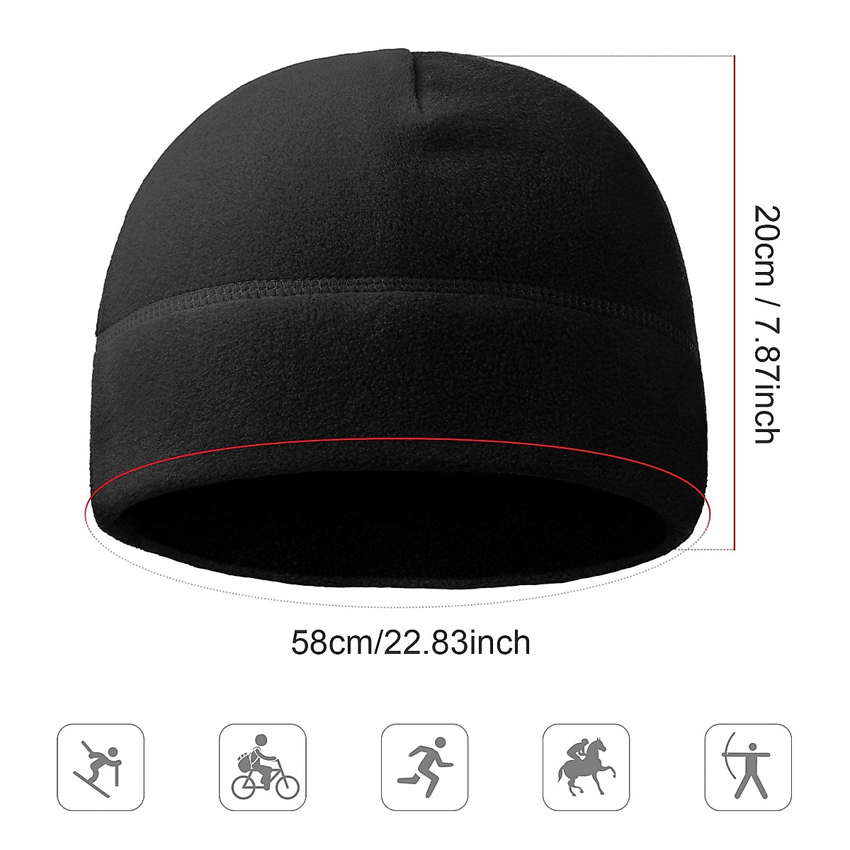 Synthetic Microfleece Red Tactical Polartec Watch Cap Fleece Youth Mens Winter Hat Military Tactical Skull Cap Beanie (Black)