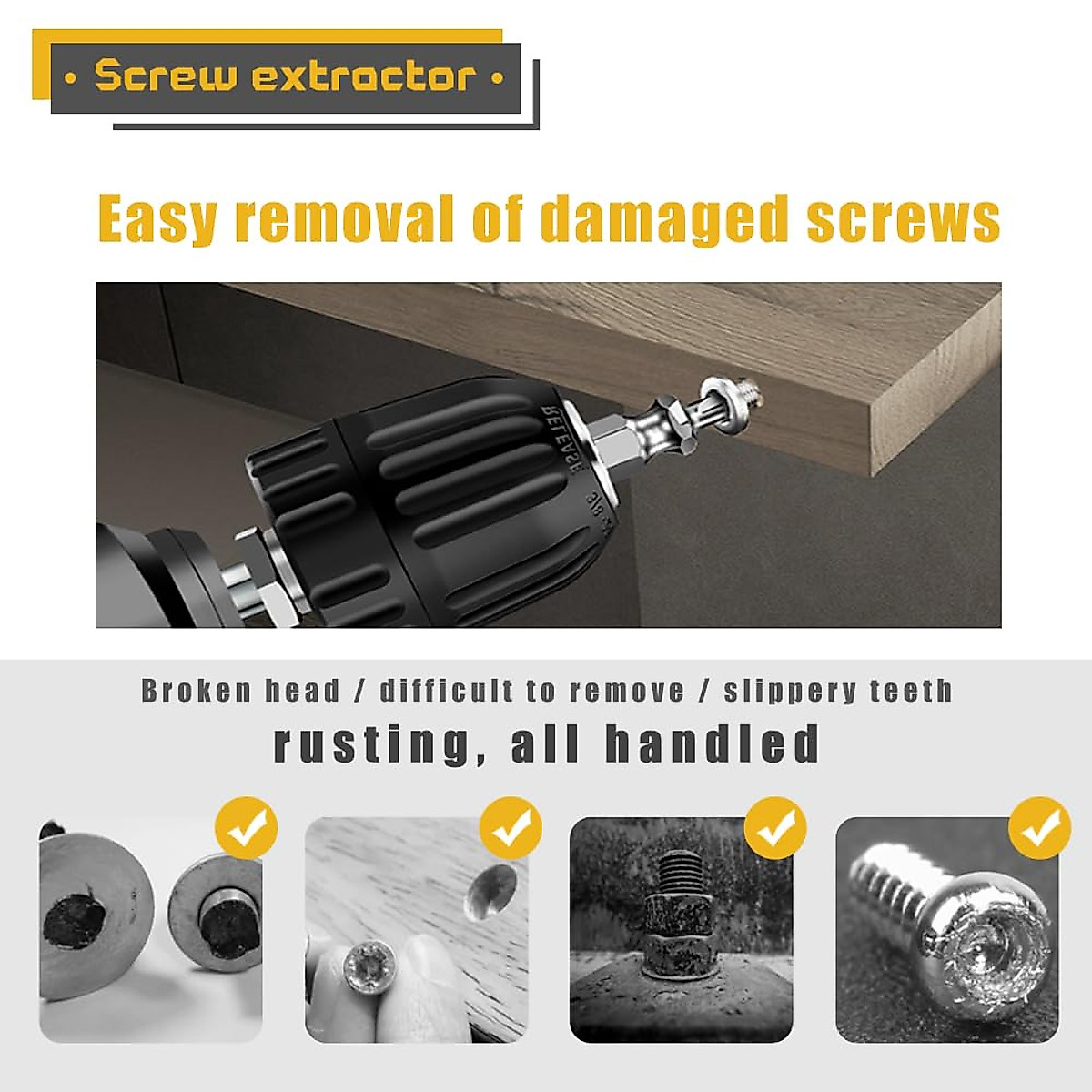 Damaged Screw Extractor Set- 6Pcs Double Head Drills with Storage Box, Screw Extractor Kit Made of Authentic 4341 Steel, Premium Stripped Screw Removal Tool for Easy Removal Rusted hardware- Samest
