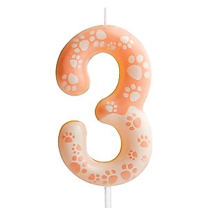Hongplus Dog Paw 3rd Birthday Candles Number 3 Candle Cake Cupcake Topper Dog Paw Print Themed Happy 3rd Birthday Cake Decorations for Boys Girls Dog Party Supplies Dog Paw Décor