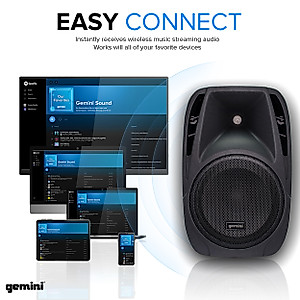 Gemini Sound Professional PA System - Dual 10" Speakers with 600W Amp, Bluetooth, Mixer, USB/SD, Durable Design, Includes 2 Speaker Stands for DJs, Musicians