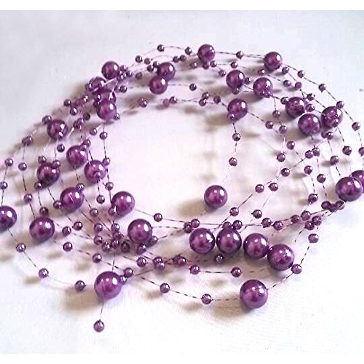 Krismile 200 Feet Roll Fishing Line Artificial Pearls Beads Chain Garland Flowers Wedding Party Decoration Products Supply (Purple)