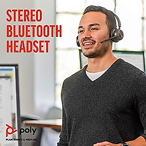 Poly - Voyager 4320 UC Wireless Headset (Plantronics) - Headphones with Boom Mic - Connect to PC/Mac via USB-A Bluetooth Adapter, Cell Phone via Bluetooth - Works with Teams, Zoom & More