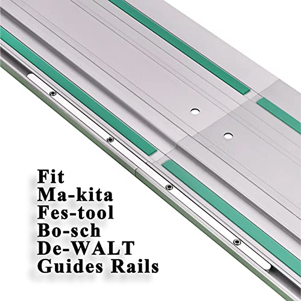 Guide Rail Connector Set P-45777 for Makita Track Saw Long Cuts， Also Compatible with Festool, Fit for DeWalt, Fit in Integrated Guide Rail T-Slots for Secure Cutting, 2 PCS, Sliver