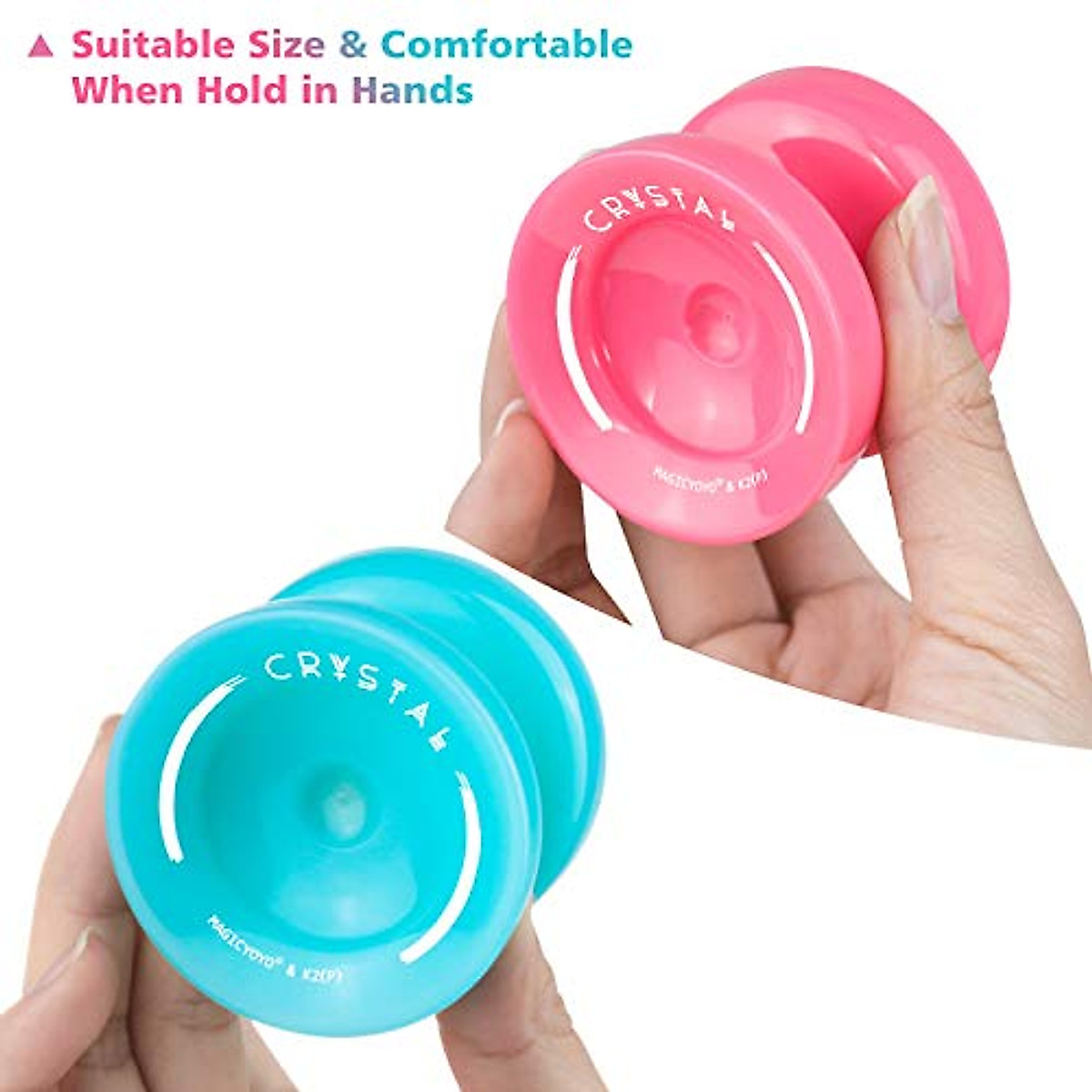 YOSTAR K2 Plus Crystal Responsive Yoyo for Kids, Dual Purpose Yo-yo for Beginner, Replacement Unresponsive Bearing for Intermediate Advanced, 12 Yo-yo Strings, Bag, Bearing Remover (Sky Blue + Pink)