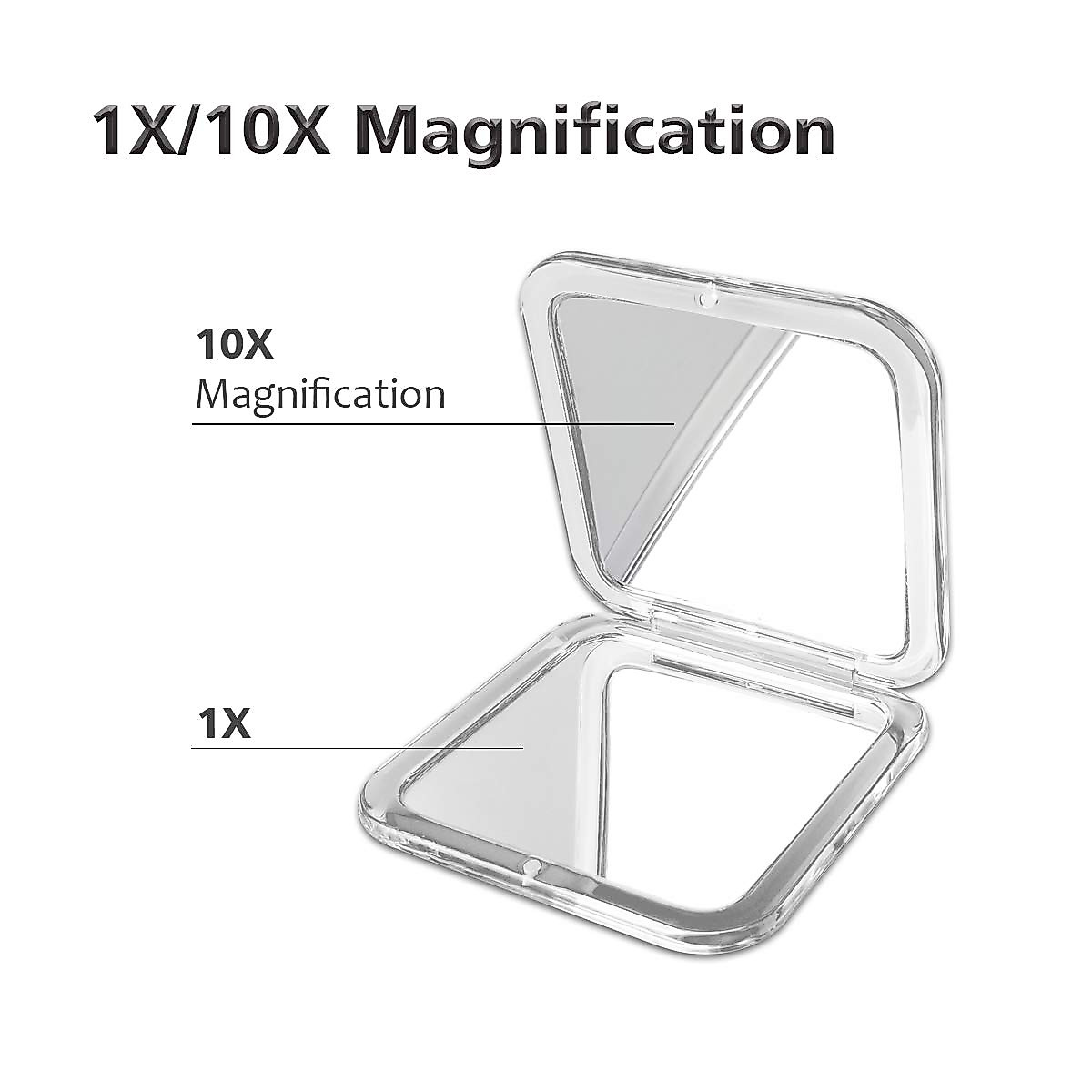 Magnifying Compact Mirror - Snowflakes Elegant Compact Pocket Mini Makeup Mirror Double Sided 1x/10x Magnification Cosmetic Mirrors Handheld Portable for Travel and Purses (Purple)