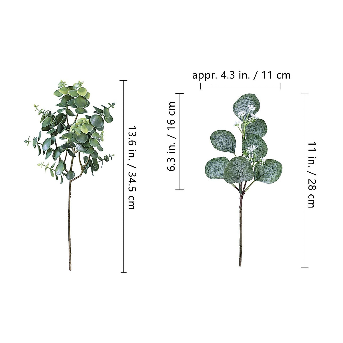 Mixed Eucalyptus Leaves Stems Bulk Artificial Silver Dollar Eucalyptus Leaves Picks and Faux Eucalyptus Leaves Branches for Vase Bouquets Floral Arrangement Wreath Rustic Farmhouse Greenery Decoration