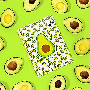 Yoobi College-Ruled Spiral Notebooks with Pencil Zipper Pouches | Fun Green Avacado Print | Cute Rainbow Glitter | 2-Pack | 60 Sheets, Multicolor