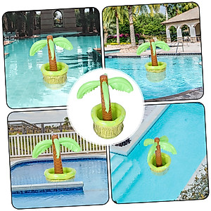 NOLITOY 3pcs Inflatable Coconut Ice Bucket Tray Decor Items Inflatable Cooler Table Inflatable Palm Tree Cooler Treasure Chest Floatable Cooler Pvc Pool Party Beer Rack Coconut Tree